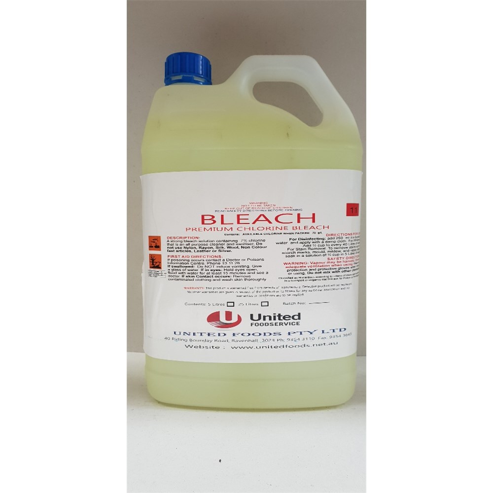 Chemicals - Disinfectant - Bleach 25LtUnited Foodservice - United ...